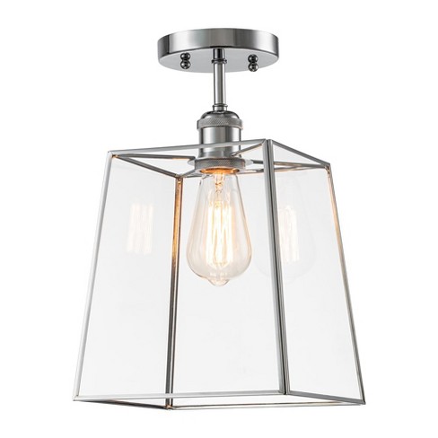 C Cattleya 1-light Chrome Finish Brass Semi-flush Mount Ceiling Light ...