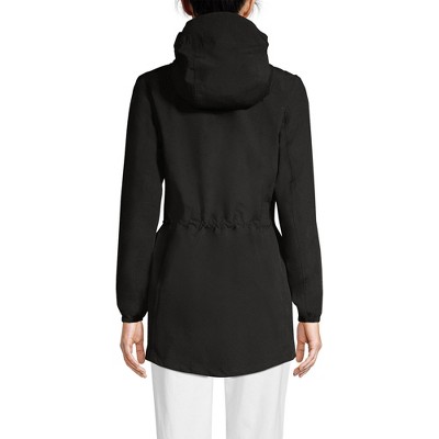 Lands' End Women's Tall Waterproof Hooded Packable Raincoat - Small Tall - Black : Target