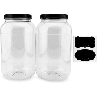 Cornucopia Brands Round Gallon Plastic Jars 2pk; Clear Round Containers ...
