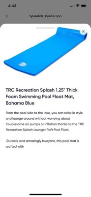 Trc Recreation Splash 1.25" Thick Foam Swimming Pool Float Lounger Mat ...