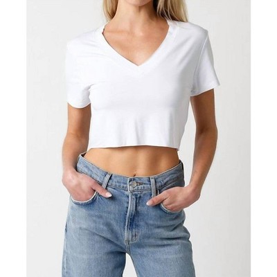 Women's Alana Cropped V Neck Tee - Olivaceous L : Target