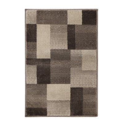 Modern Geometric Color Block Indoor Area Rug Or Runner, 2'x3', Beige ...