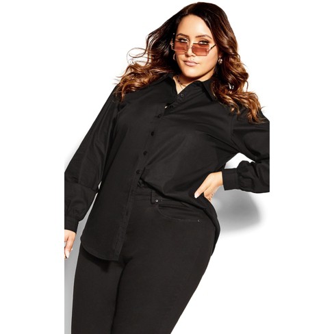 City Chic | Women's Plus Size Clean Look Shirt - Black - 20w : Target
