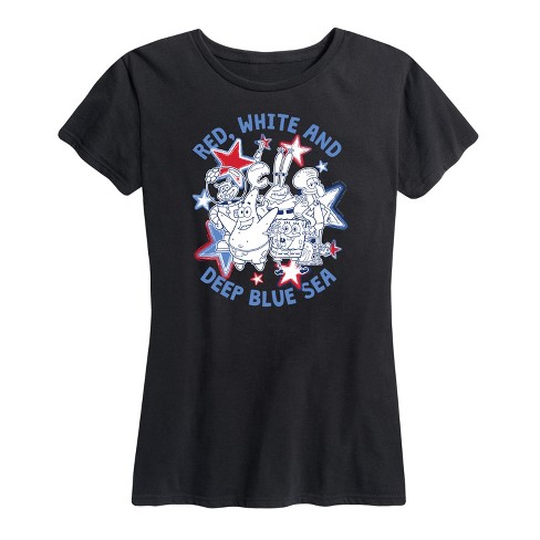 Women's Spongebob Squarepants Red, White, And Deep Blue Sea Short ...