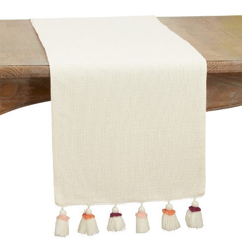 Saro Lifestyle Table Runner With Tassel Edges, Pink, 16" X 72" : Target
