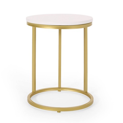 Ingersol Modern Glam C Shaped End Table White/gold - Christopher Knight ...