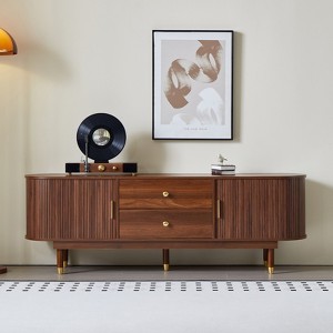 JVNOXK 66.9inchMid-Century Modern Grooved TV Console with Sliding ...