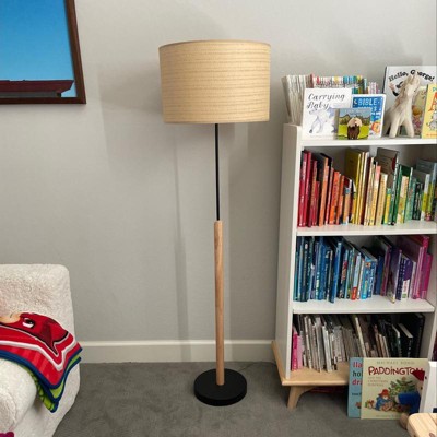 Stick Floor Lamp Natural/black Wood/metal (includes Led Light Bulb ...