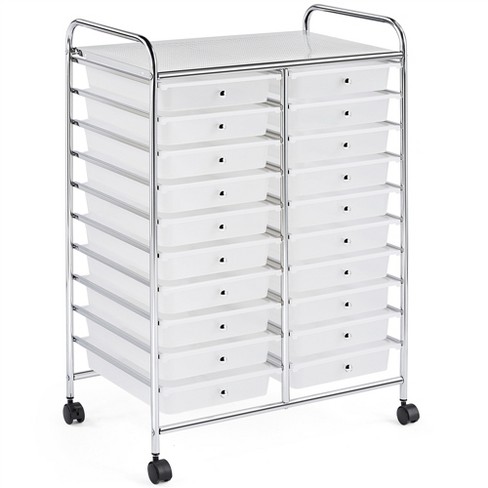 Yaheetech 15 Drawers Rolling Storage Cart Mobile Storage Bin Trolley ...