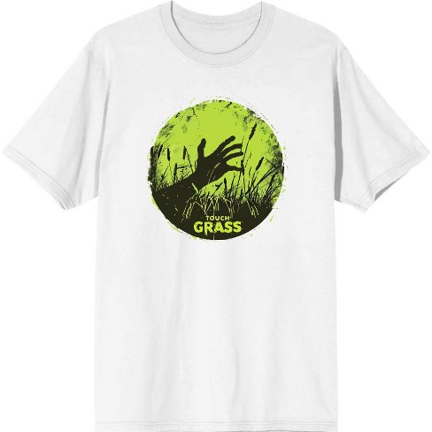 Labbing Touch Grass Gamer Nerd Adult White Crew Neck Short Sleeve Tee ...