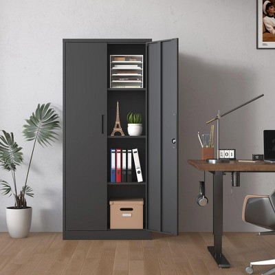 Nicbex Metal Lockable File Cabinet,garage Storage Cabinet With Doors ...