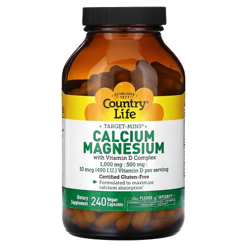 Country Life Target-mins, Calcium Magnesium With Vitamin D Complex, 240 ...