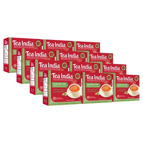 Tea India Premium Red Box Cardamom Chai Tea With 80 Round Tea Bags Pack ...