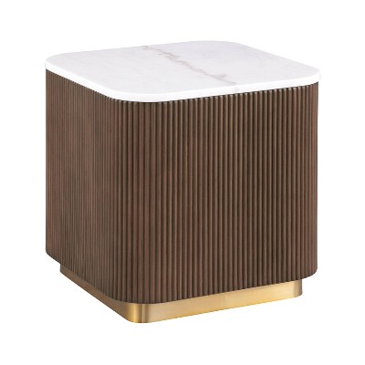 Furniture of America Keith Modern Square Marble Top End Table with ...