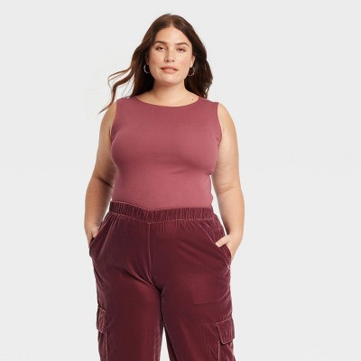 Women's Fitted Tank Top - Universal Thread™ Dark Mauve 4x : Target