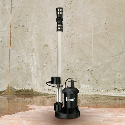 Simer Quick Install Sump Pump with Pre Assembled Discharge Pipe and ...
