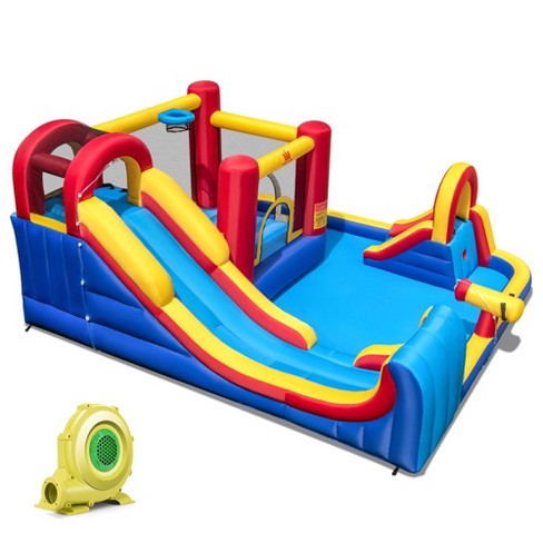 Costway Inflatable Water Slide Giant Kids Water Park With Double Slides ...