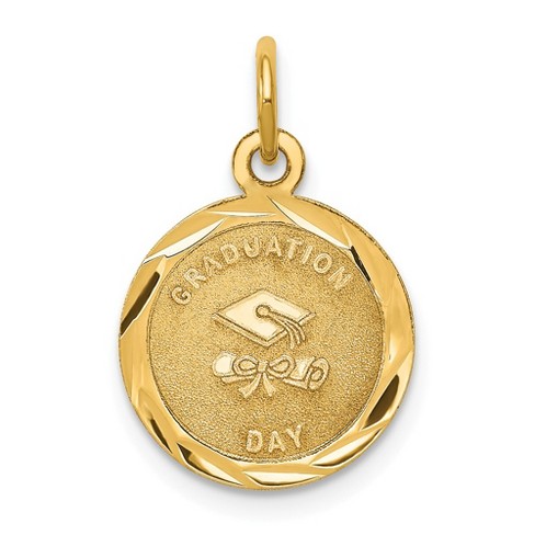 Black Bow Jewelry 14k Yellow Gold Graduation Day Brocaded Disc Charm ...