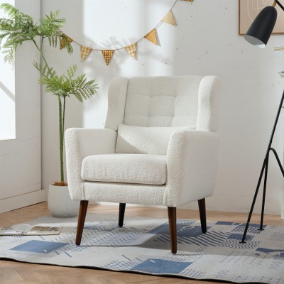 Edina Modern Boucle Upholstered Accent Chair White - Manhattan Comfort ...