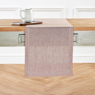 Solino Home Striped Linen Table Runner Cinnamon and White 14 x 108 ...
