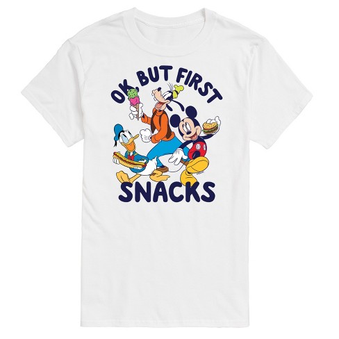 Men's Disney Ok But First Snacks Short Sleeve Graphic T-shirt - White ...