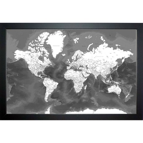 Home Magnetics Modern World Map - Xl Black/distressed : Target