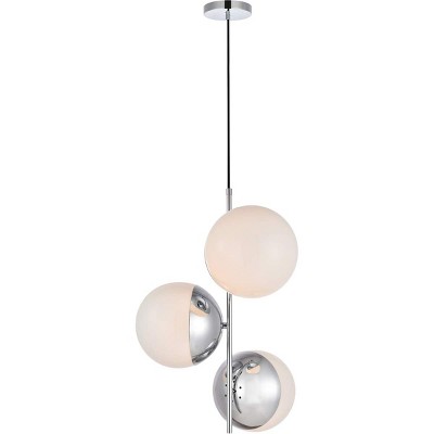 Elegant Lighting Eclipse 3 Lights Chrome Pendant With Frosted White ...