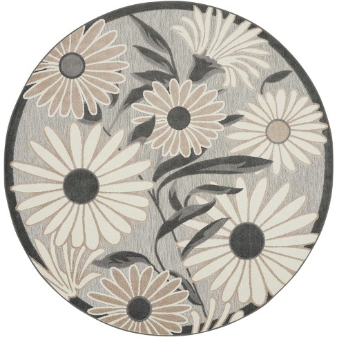 Nourison Aloha Daisy Flower Flatweave High-low Indoor Outdoor Round Rug ...
