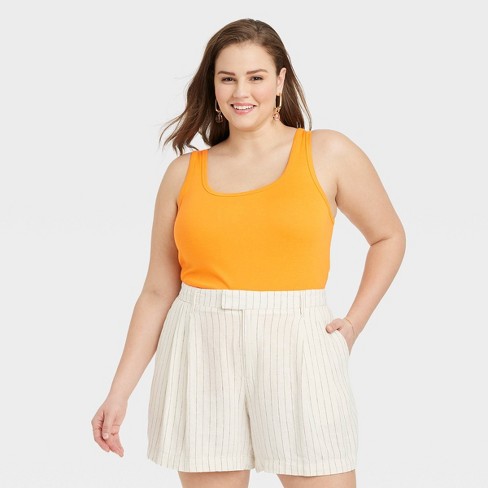 Women's Slim Fit Tank Top - A New Day™ Orange 3x : Target