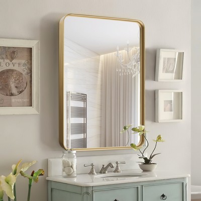 Wayne 24" X 36" Metal Rectangular Mirror Surrounded Rounded Corner ...