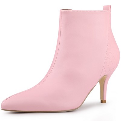 Perphy Women's Back Plaid Side Zip Pointed Toe Stiletto Heel Ankle ...