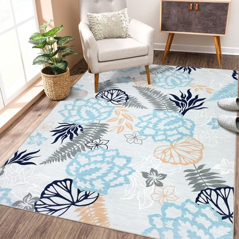 4x6 Modern Floral Pattern Area Rug Washable Rugs : Target