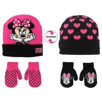 Disney Minnie Mouse Girls Reversible Winter Hat And Mittens Set ...