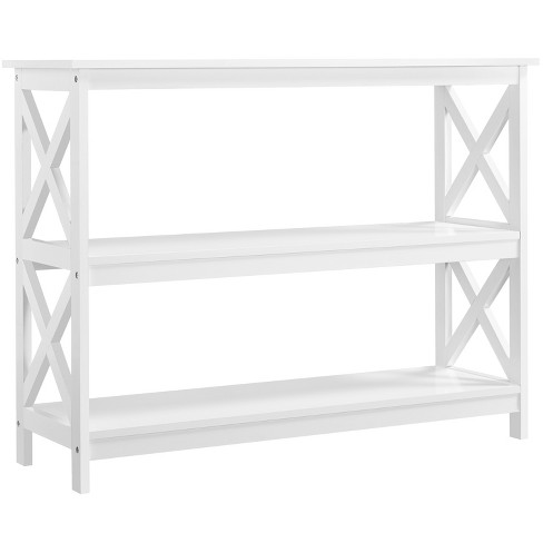 Yaheetech 3-tier Wooden Console Table X Design Entryway Table,white ...