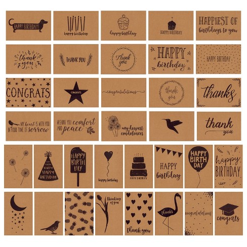 Best Paper Greetings 36 Pack Brown Assorted Greeting Cards With 36 ...