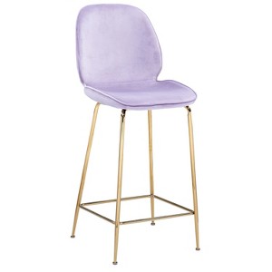 HomeStock 29.2 in. H Pink Finish High Back Metal Bar Stool with Faux ...