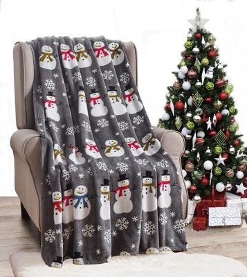 Festive And Cheery Holiday Microplush Throw Blanket 50"x60" Gray ...