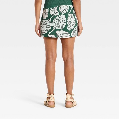Women's Linen Mini Wrap Skirt - A New Day™ Green S : Target