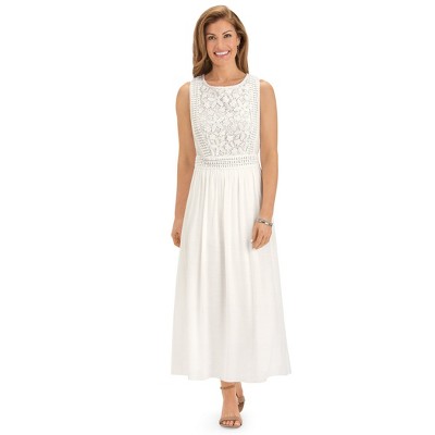 Collections Etc Embroidered Lace Bodice Scoop Neckline Sleeveless Dress ...