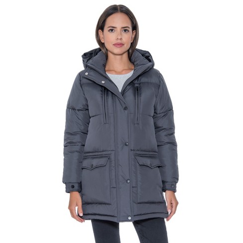 Womens's 3/4 Puffer Coat - S.e.b. By Sebby Grey Medium : Target