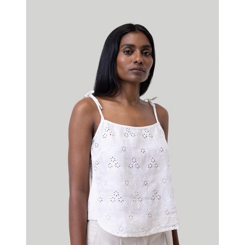 Reistor Women's Tie-up Embroidered Camisole Top : Target