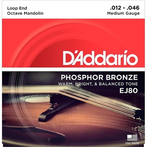 D'addario Ej80 Octave Mandolin Strings, Medium, 12-46 Phosphor Bronze ...