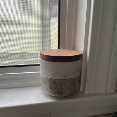 3pc Marble Stacking Salt & Pepper Cellar White/warm Gray - Hearth ...