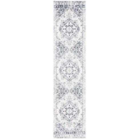 Layla Lay104 Power Loomed Runner Rug - Ivory Grey/charcoal - 2'2"x9 ...