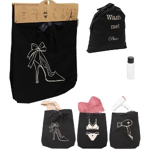 La L'Amour 8oz Cotton Canvas 4PC Laundry Bag Set 100-BLACK One Size ...