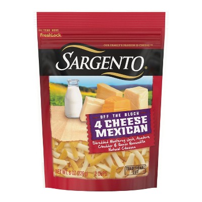 Sargento 4-cheese Natural Mexican Shredded Cheese - 8oz : Target