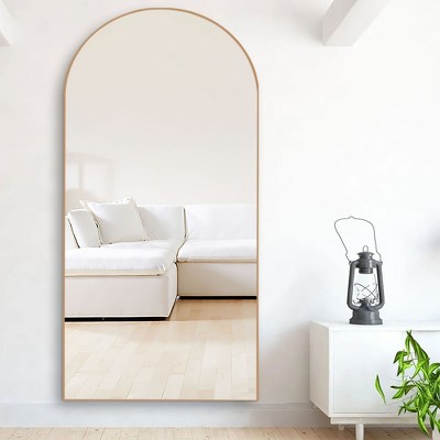 Dovelina Modern Wood Frame Arched Mirror Decorative Wall Mirror Large ...