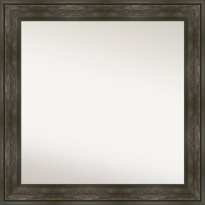 34" X 28" Non-beveled Rail Rustic Char Wall Mirror - Amanti Art ...