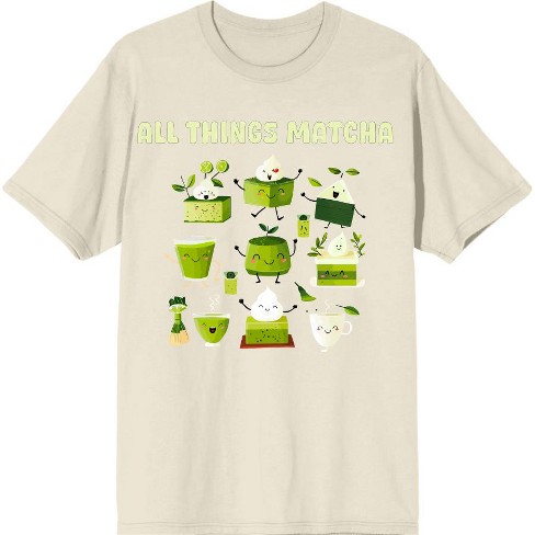 Matcha Treats "all Things Matcha" Adult Natural Crew Neck Short Sleeve ...