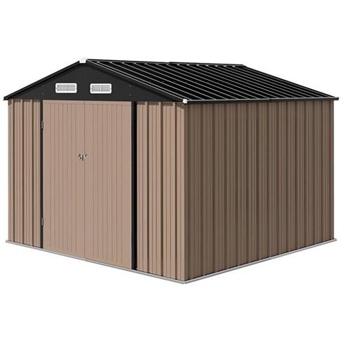 8'x8' Outdoor Storage Shed, Large Garden Shed, With Slooping Roof And 4 ...